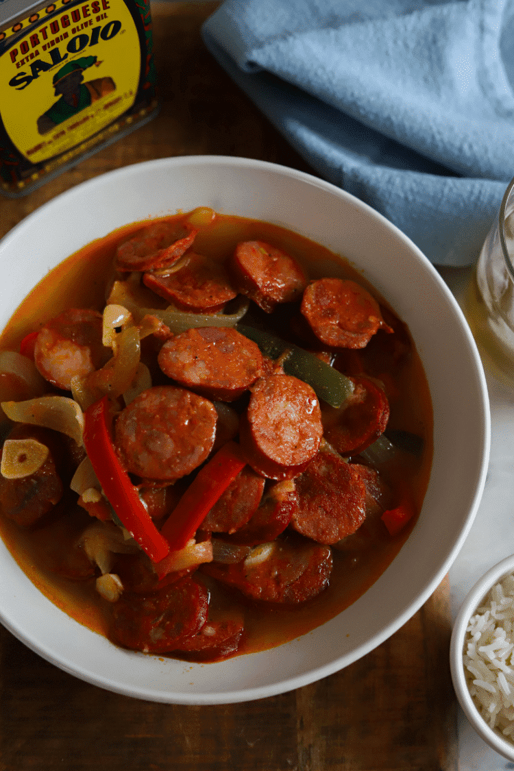 Linguica with Peppers and Onions (Cape Verdean Recipe) - Crumb-Snatched