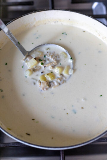 Clam Chowder in a Bread Bowl - New England Style - Crumb-Snatched