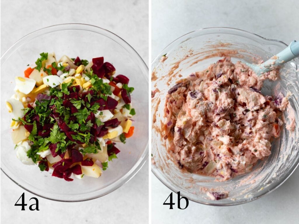 Dominican Potato Salad (Pink Potato Salad with Beets) - Crumb-Snatched